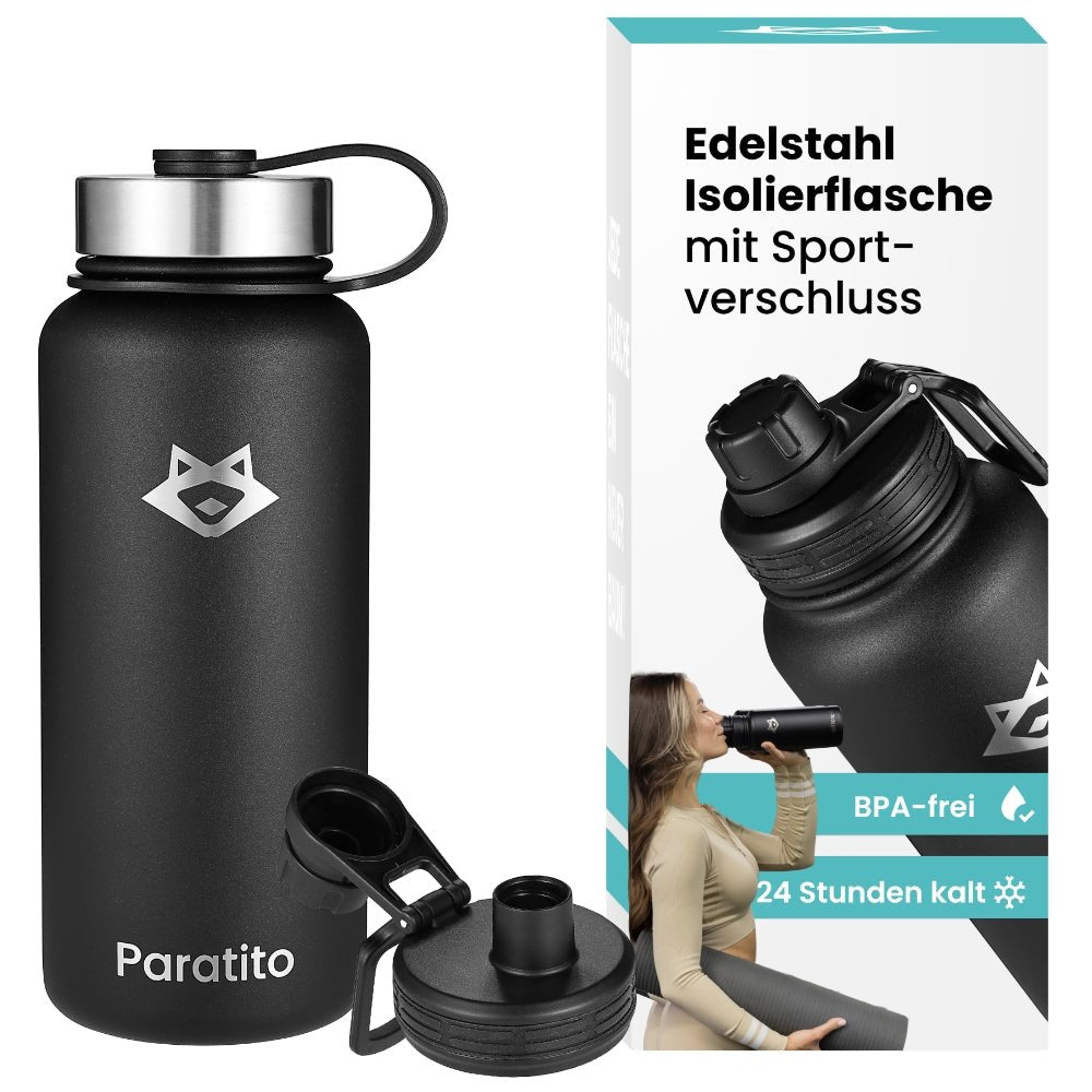 Thermoflasche mit Sportaufsatz, auslaufsicher bei Kohlensäure, spülmaschinenfest (Paratito Sport ...